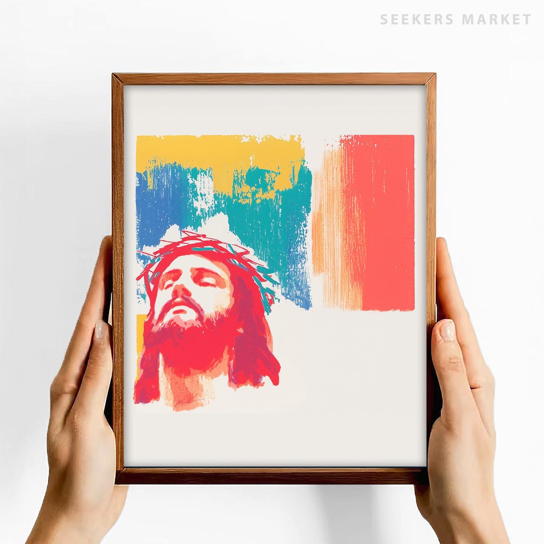 Pop Art Jesus Portrait Art Print Colorful Christian Painting Religious ...