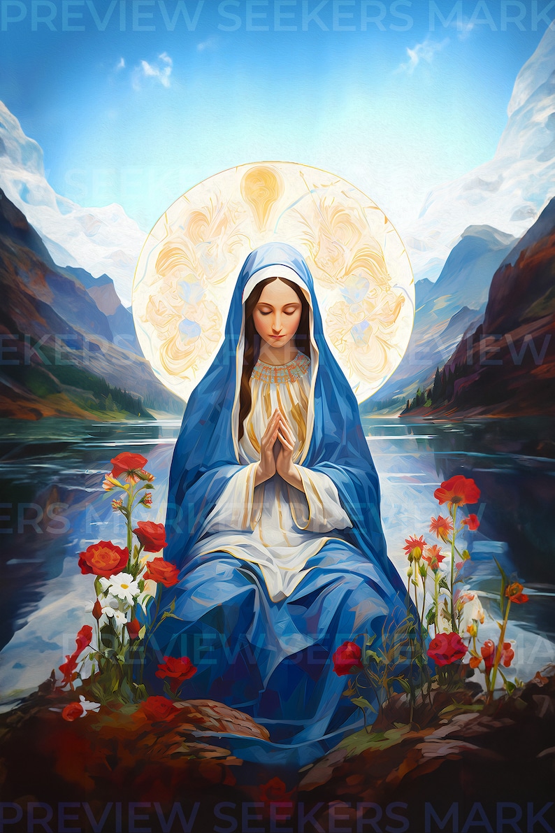 Mary Mother of Jesus Art Poster Unframed Religious Gift for Spiritual ...