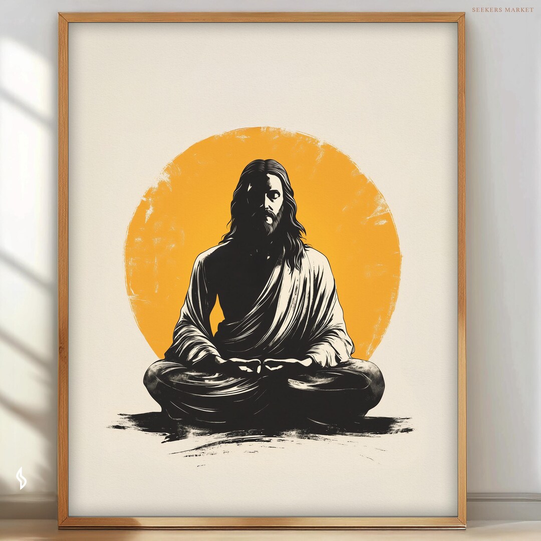 Jesus Printable Art Minimalist Vintage Vector Illustration Lotus ...