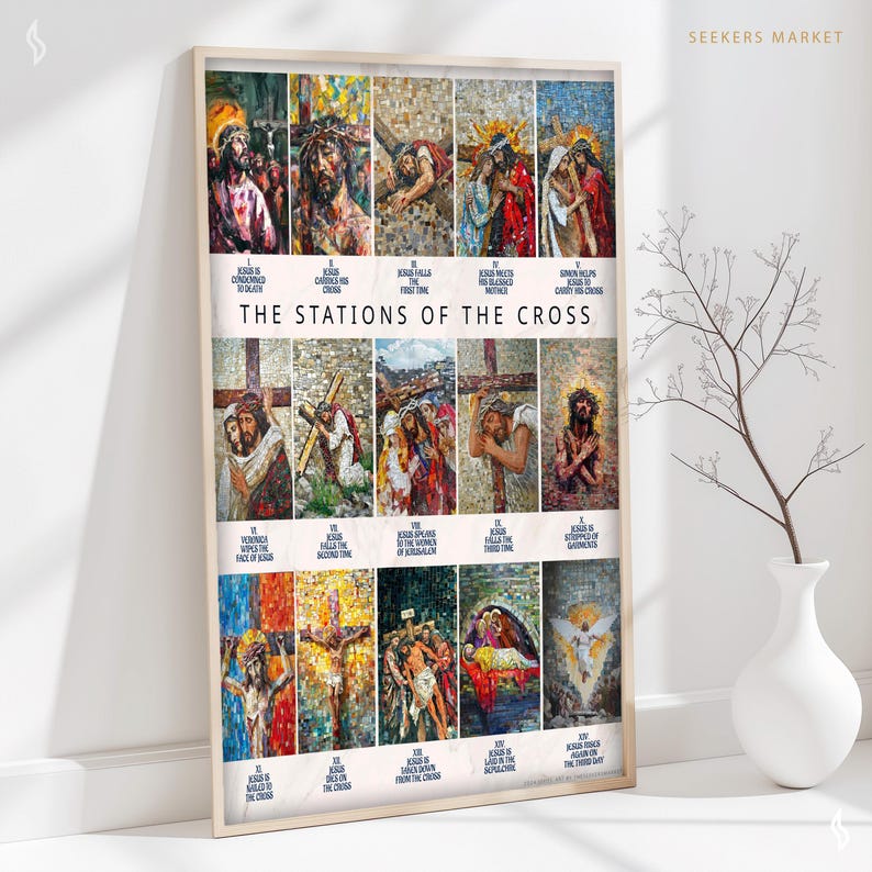 Stations of the Cross Poster, Catholic Lent Easter Art (digital ...