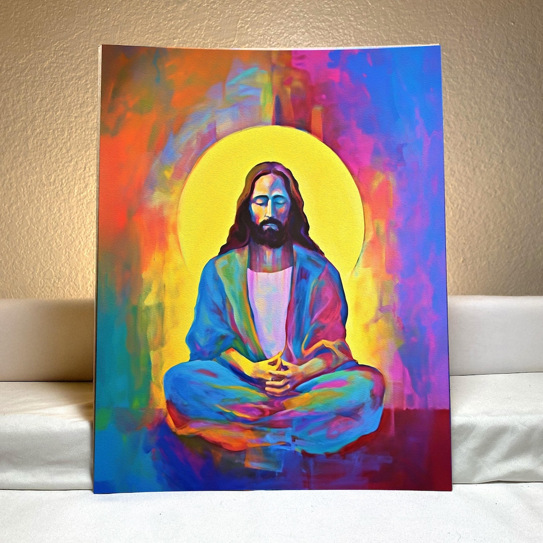 Trippy Jesus Meditating Art Print Psychedelic Jesus Pop Art Meditation ...