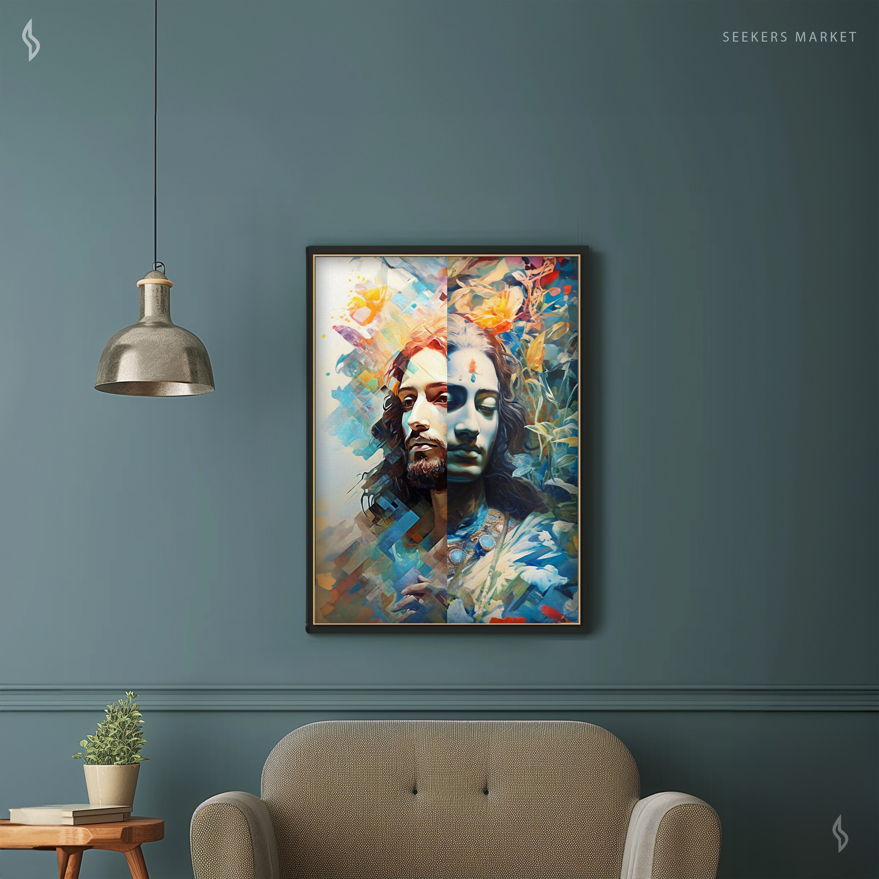 Krishna Jesus Portrait Art Print RJK5 Lord Krishna Jesus Christ ...