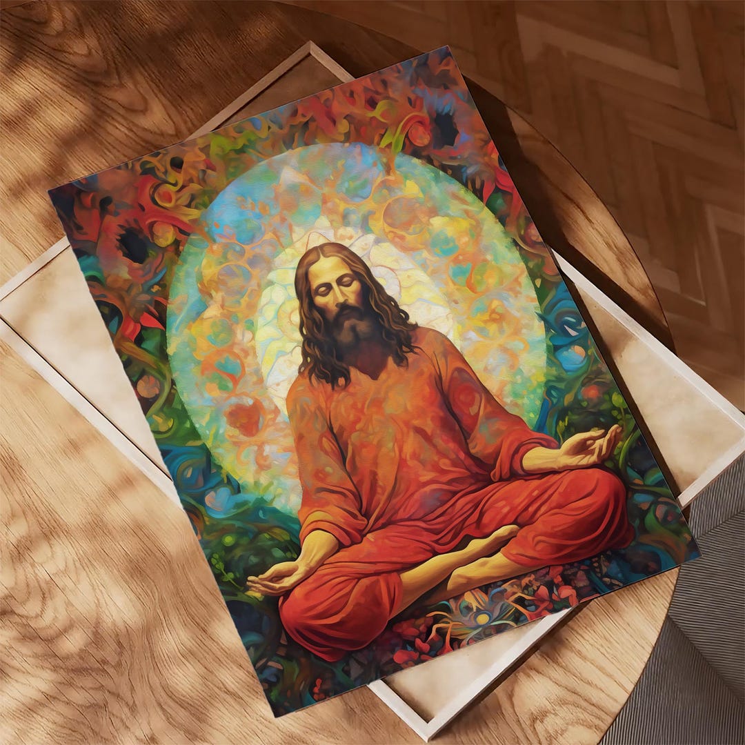 Jesus Meditation Art Print, Spiritual Yoga Zen Home Decor - Etsy