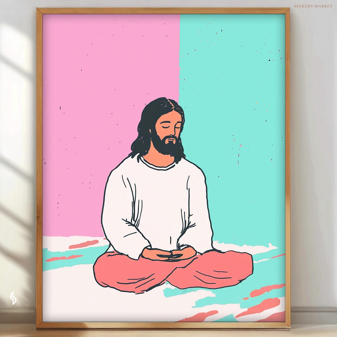 Jesus Pop Art Print, Pink Blue Pastel Christian Wall Art (digital ...