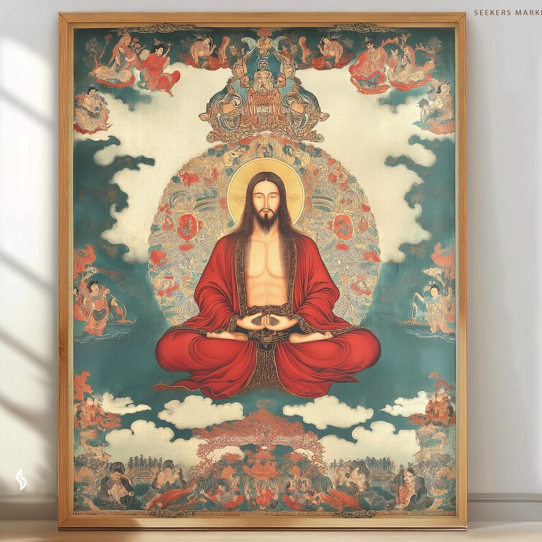 Chinese Jesus Christ 耶稣基督 Ye Su Ji Du Art Print Jesus Tibetan Christian ...