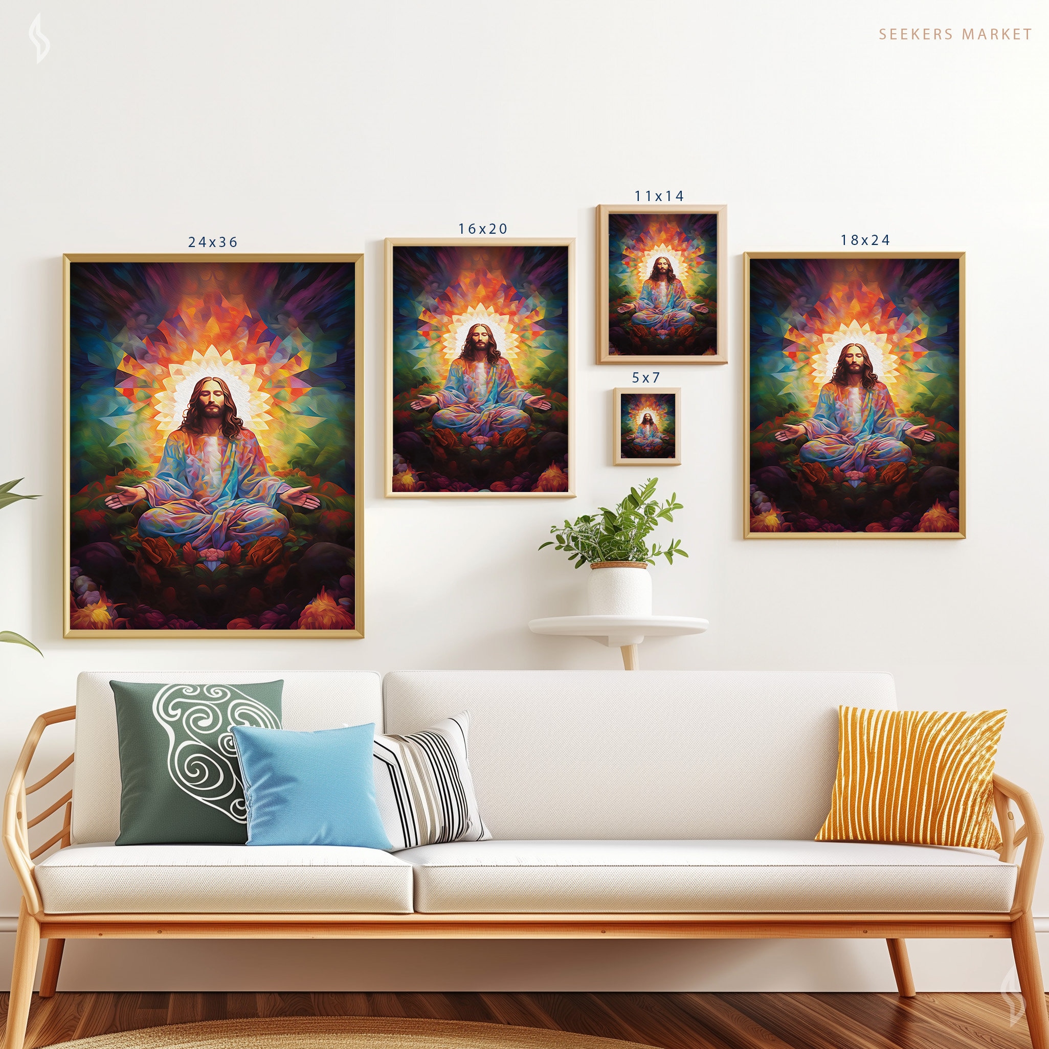 Psychedelic Jesus Art Print | Meditating Christ, Colorful Christian ...
