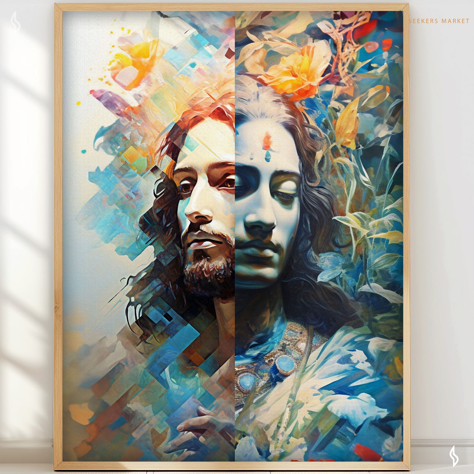 Krishna Jesus Portrait Art Print RJK5 Lord Krishna Jesus Christ ...