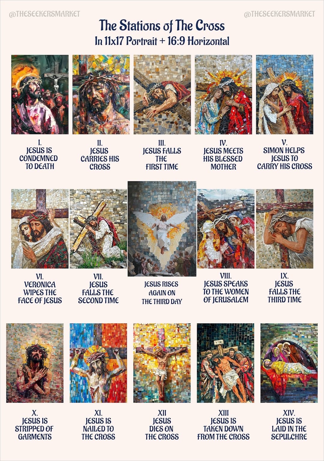 Stations of the Cross Art Series Pack Religious Spiritual Catholic ...