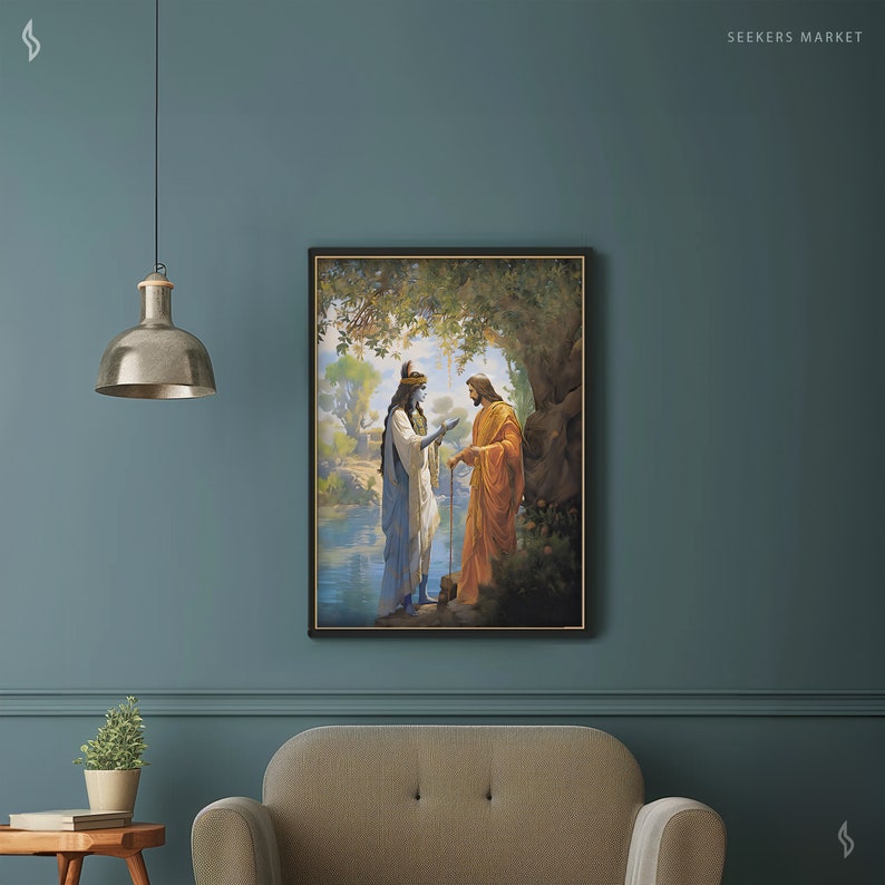 Lord Krishna Meets Jesus Christ Printable Art Religious Spiritual Art ...