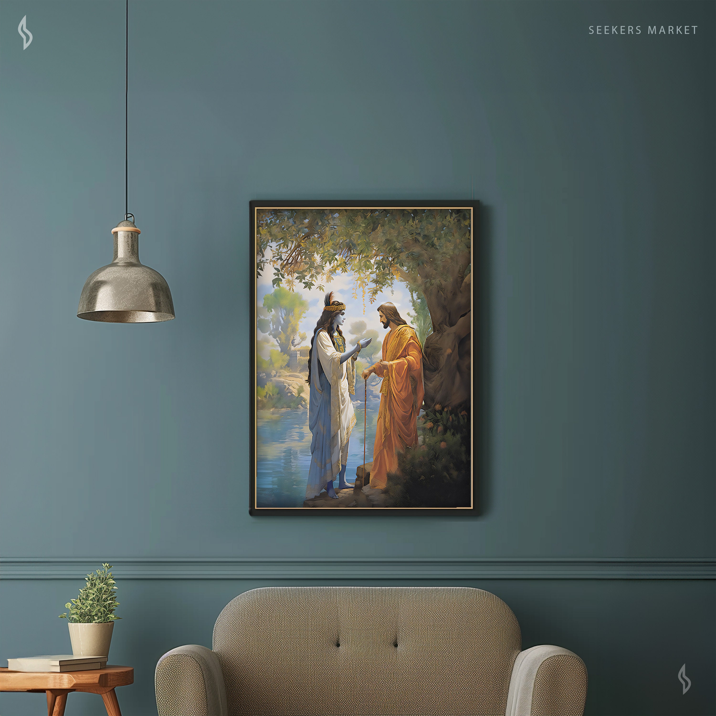 Printable Art Lord Krishna Meets Jesus Christ Religious Spiritual Art ...