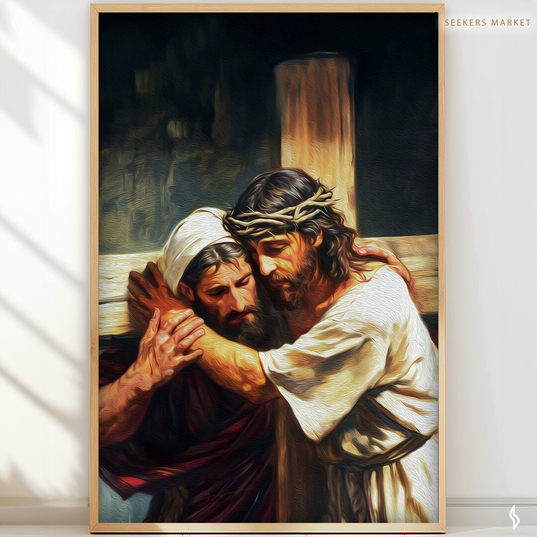 Good Friday Stations of the Cross Art 5 Simon Helps Jesus Carry Cross ...