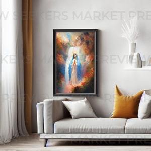 Virgin Mary Painting Poster Prayer Art of Mary Mother of Jesus Catholic ...