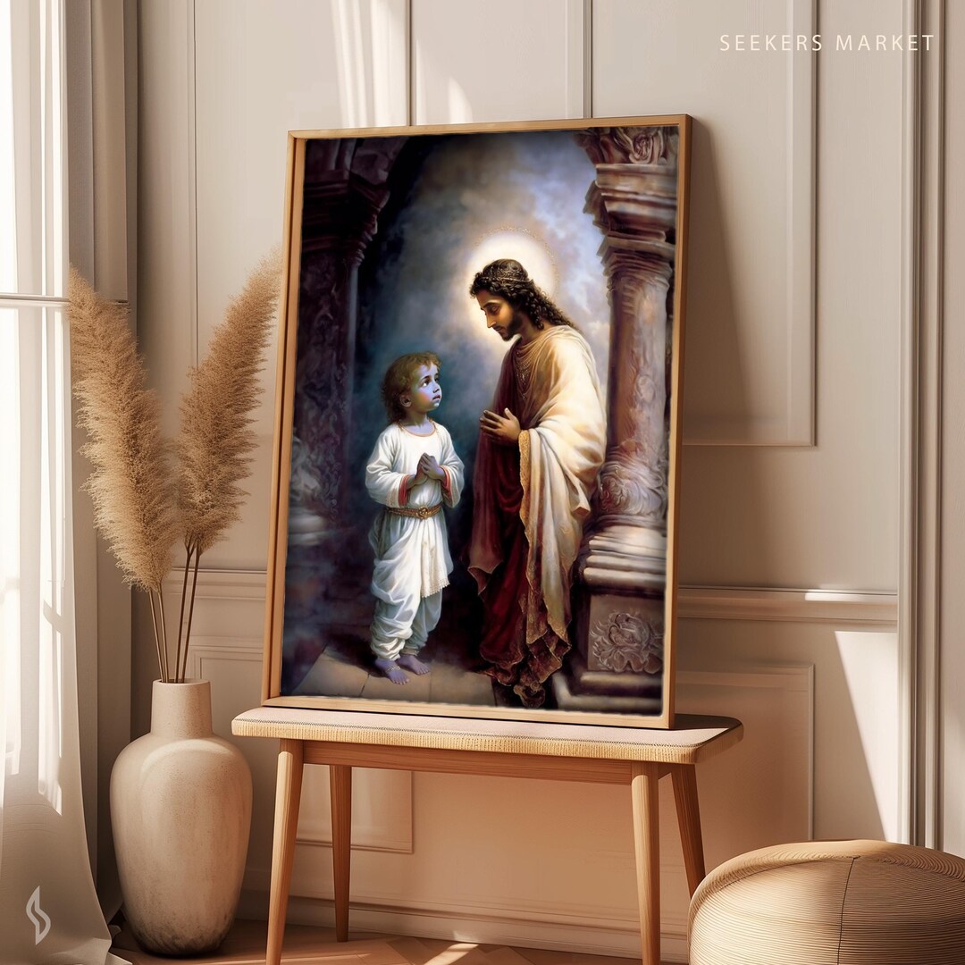 Jesus Christ Meets Lord Krishna Art Print Krishna Art Spirituality ...