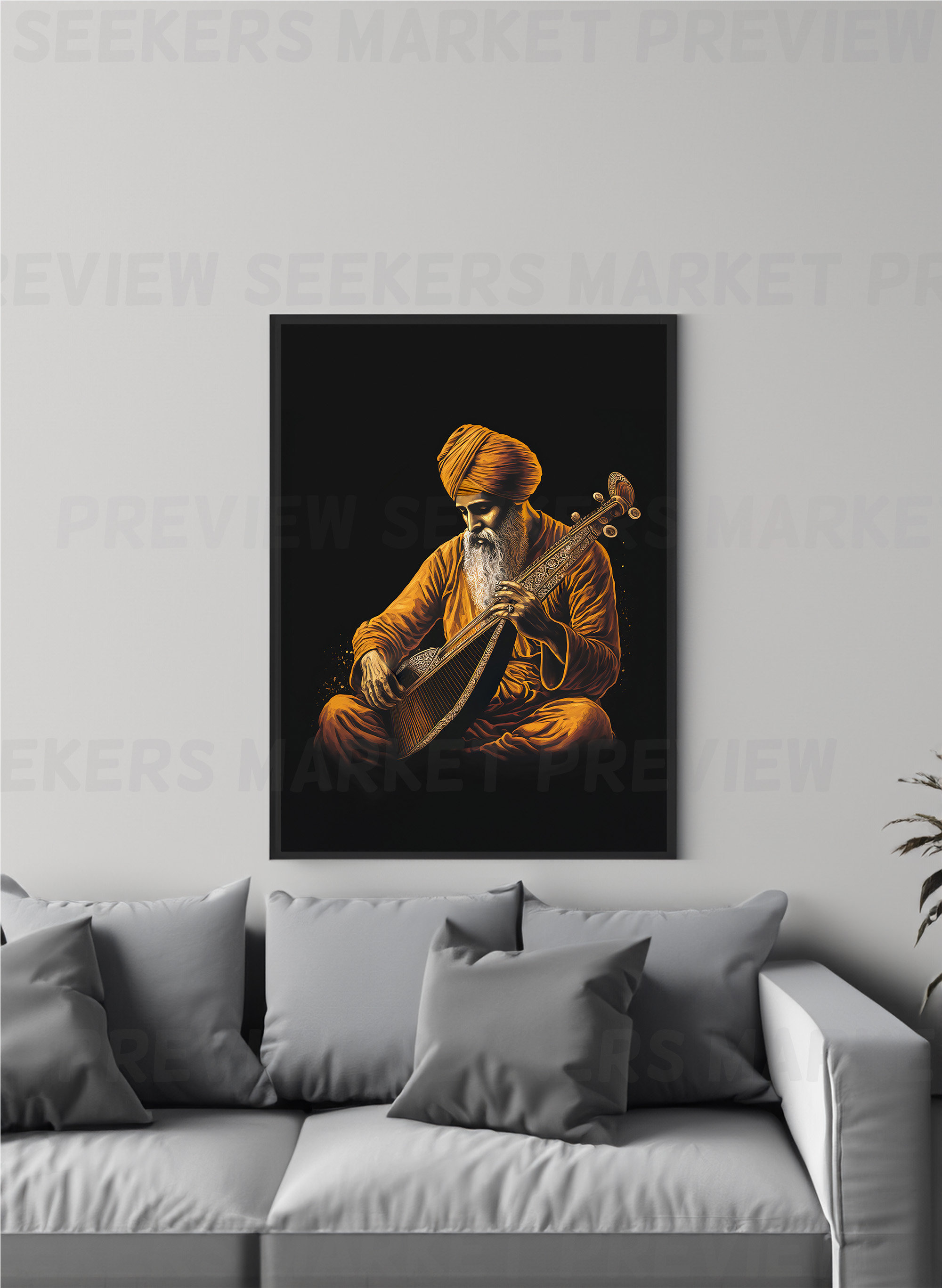 Guru Nanak Dev Ji Playing Rubab Sikhism Poster Sikh Premium Matte Paper ...