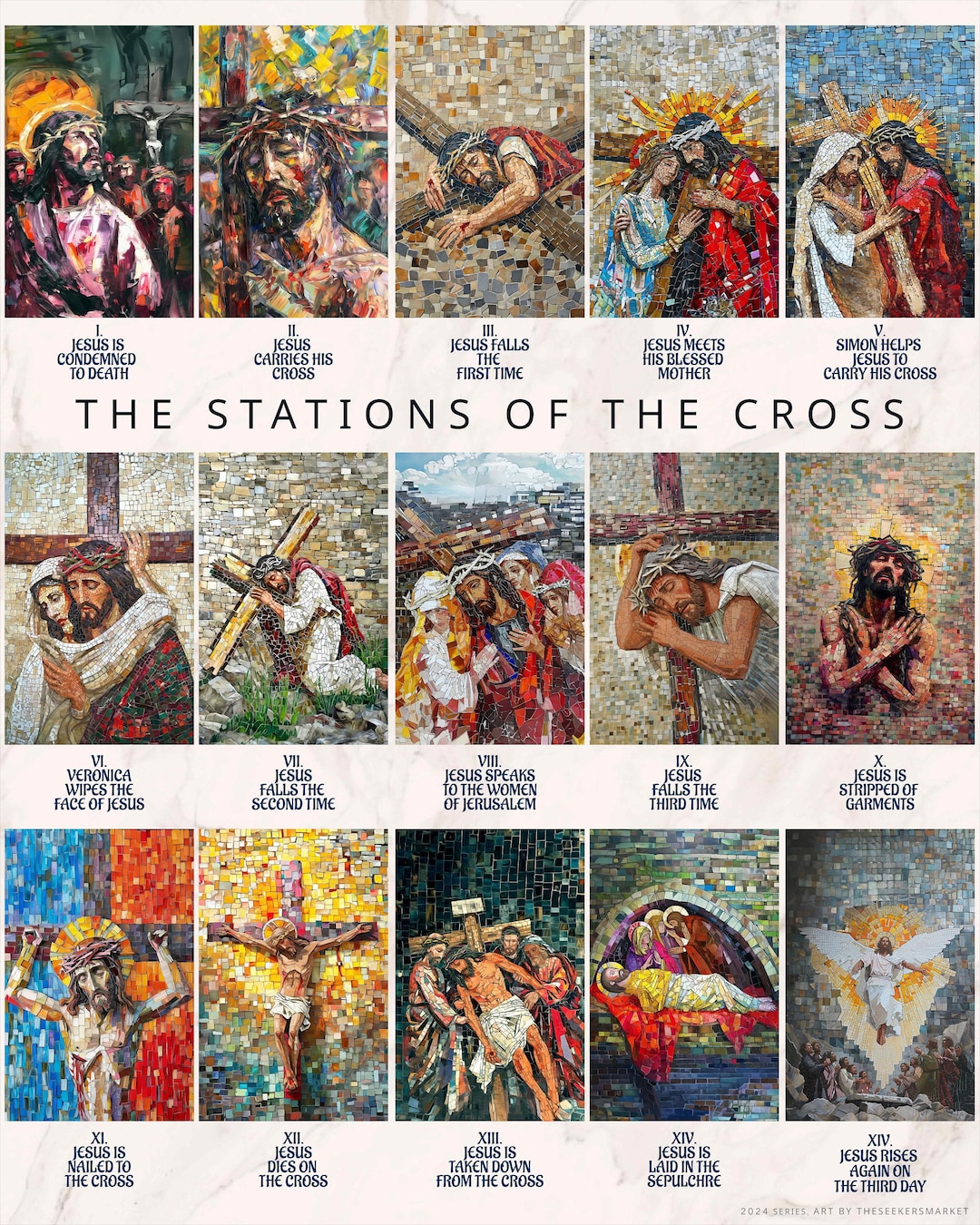 Póster del Vía Crucis, arte de Pascua para la Cuaresma Católica ...
