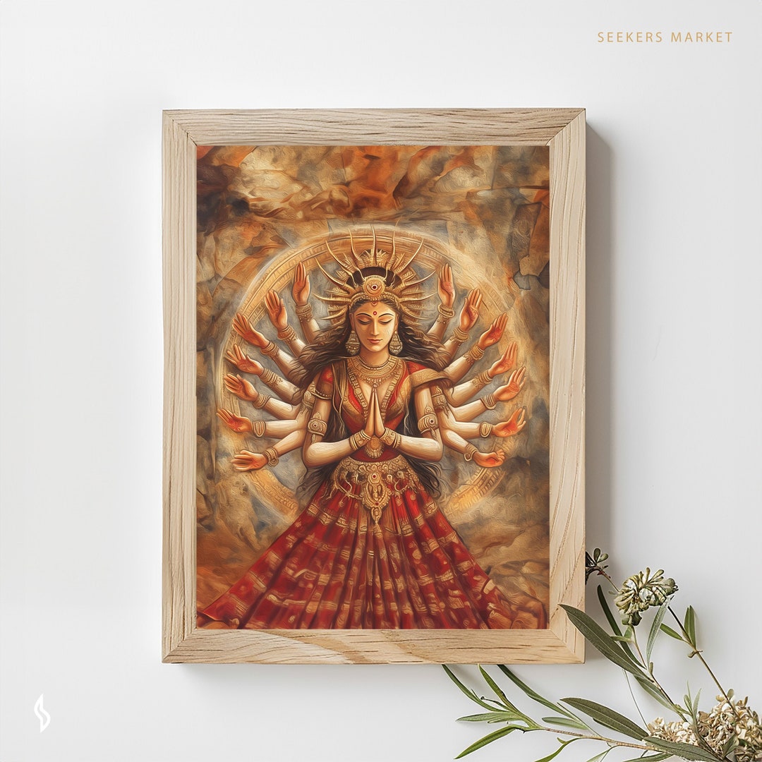Spiritual Painting of Durga Religious Home Decor Hindu Art Goddess ...