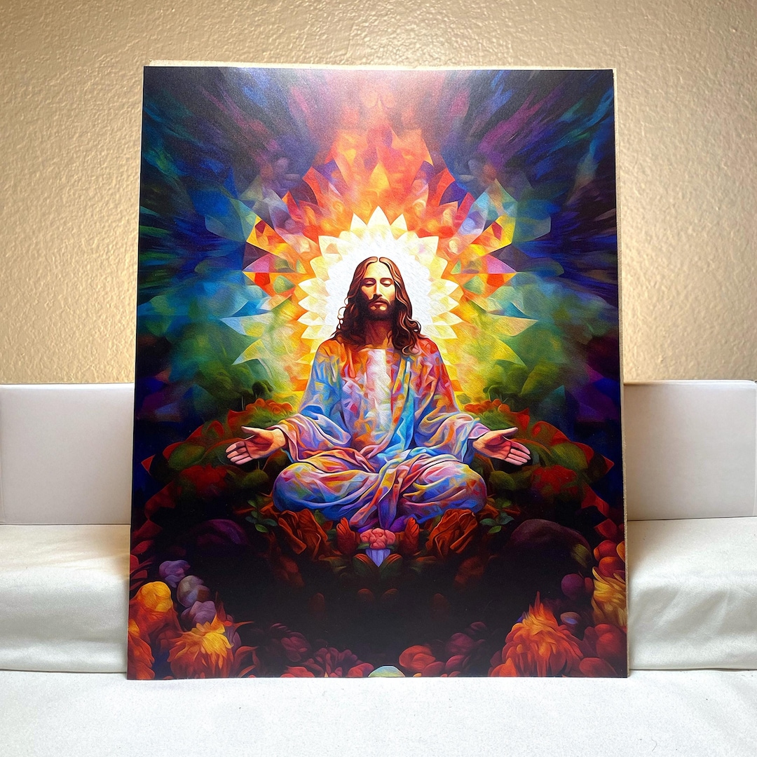 Jesus Prayer Art Poster Print Framed Psychedelic Jesus Painting ...