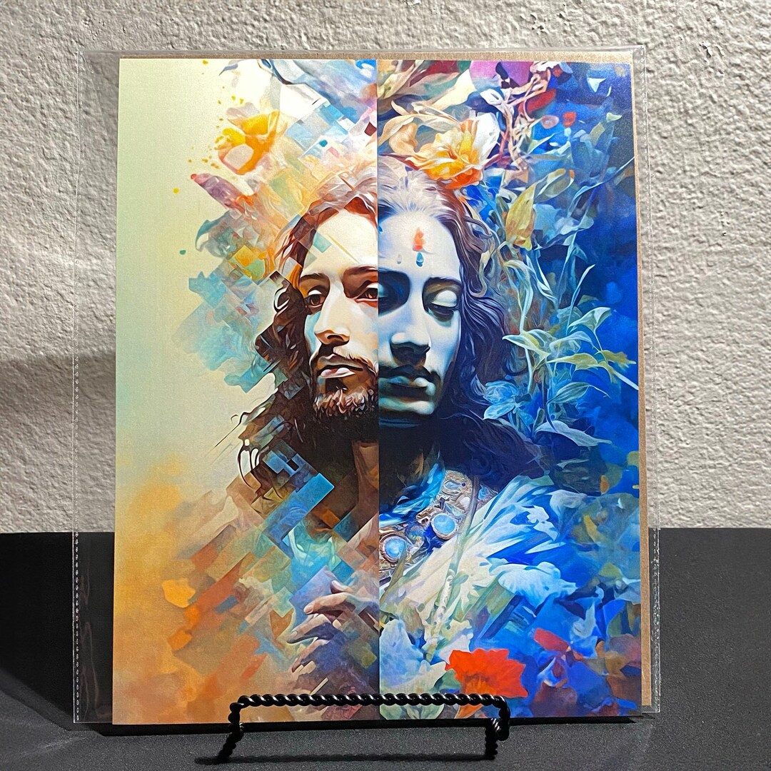 Jesus Krishna Art Print Double Portrait RJK5 Esoteric Christ Jesus Lord ...