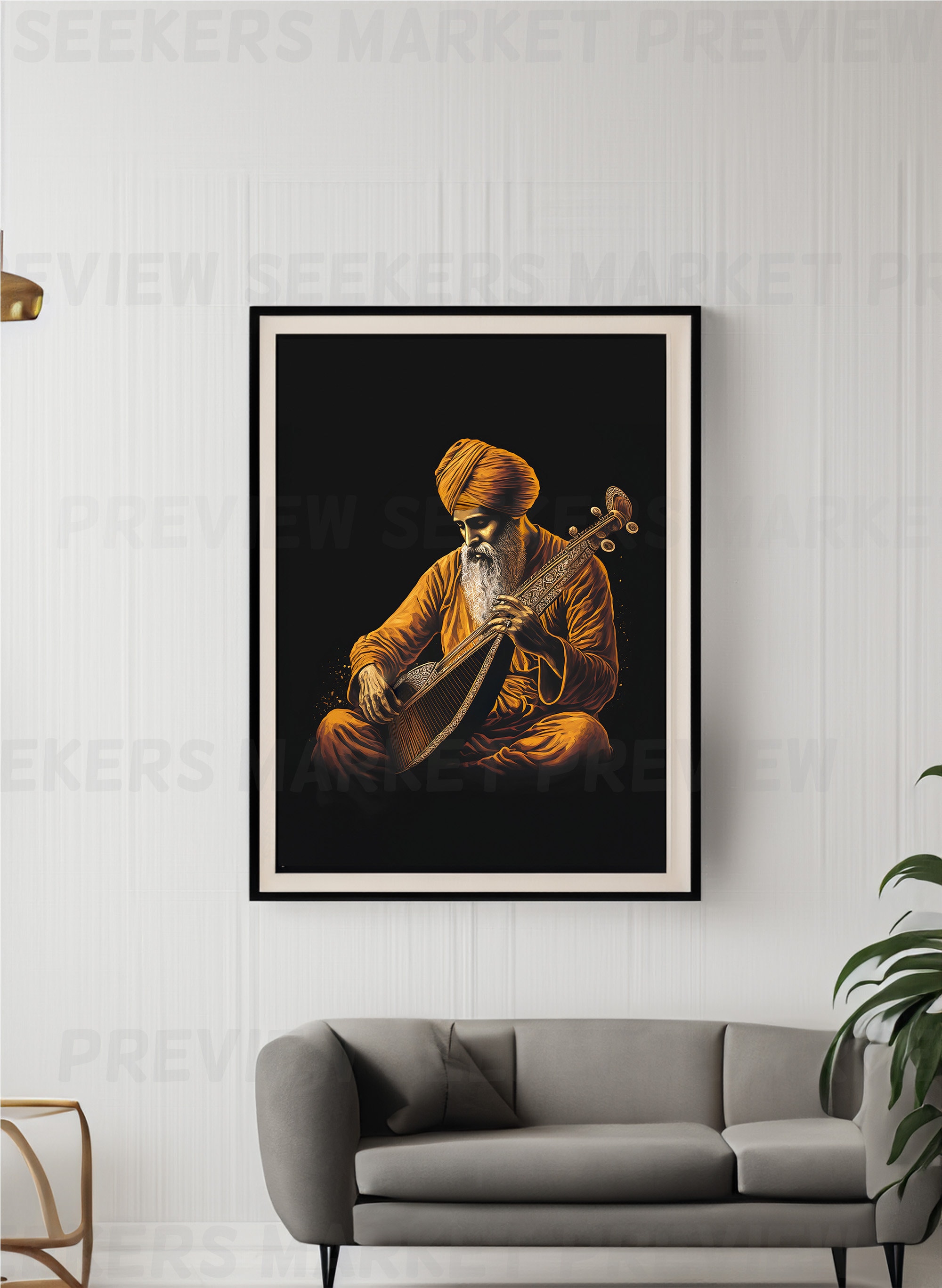 Guru Nanak Dev Ji Playing Rubab Sikhism Poster Sikh Premium Matte Paper ...