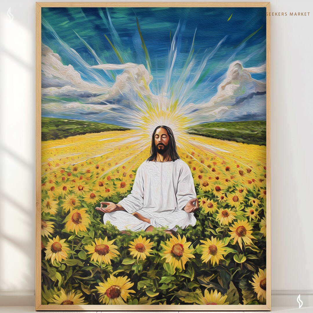 Art of Jesus Meditating Sunflower Art Painting of Jesus Prayer Art Kids ...