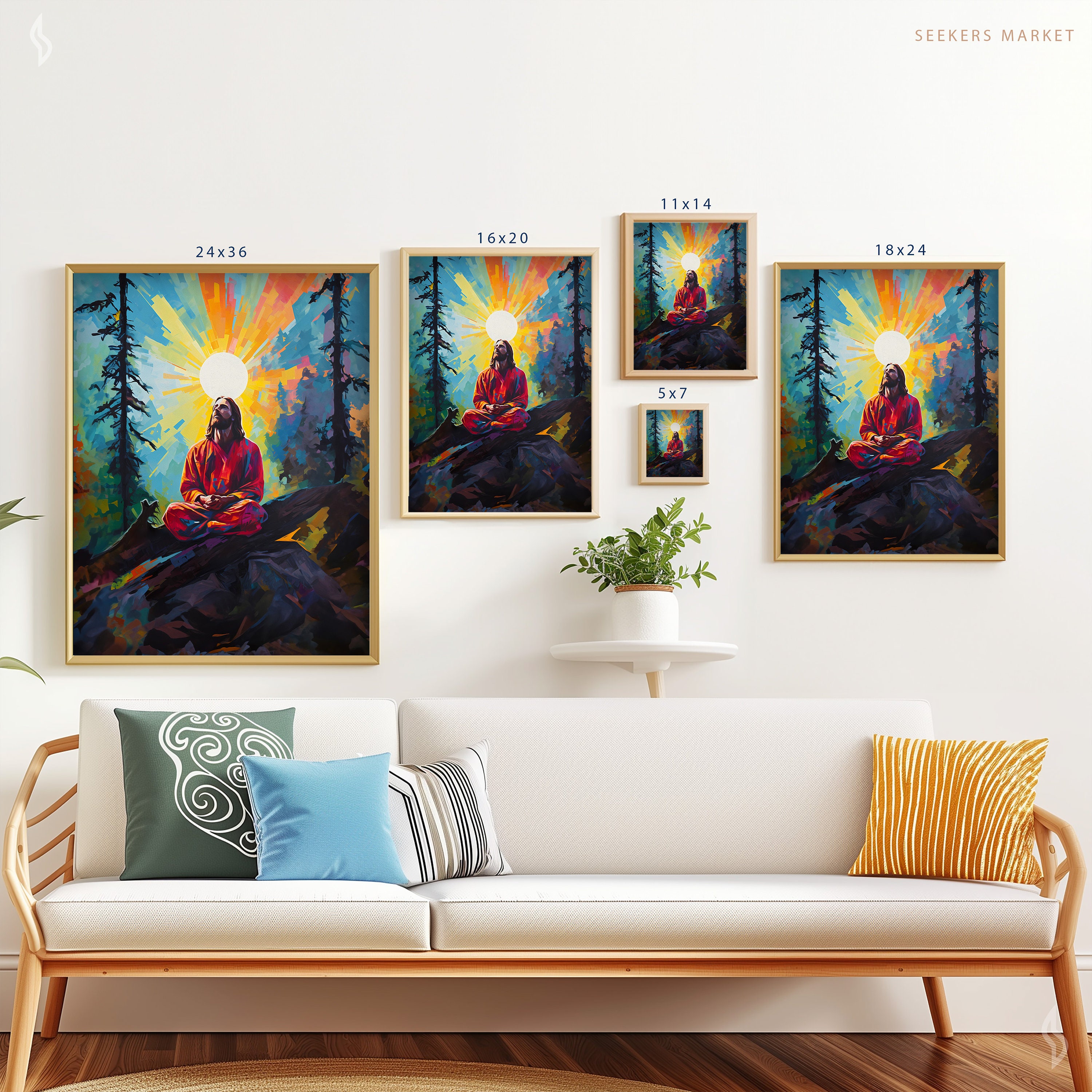Jesus Prayer Poster Print Jesus Meditating in Nature Painting Christian ...