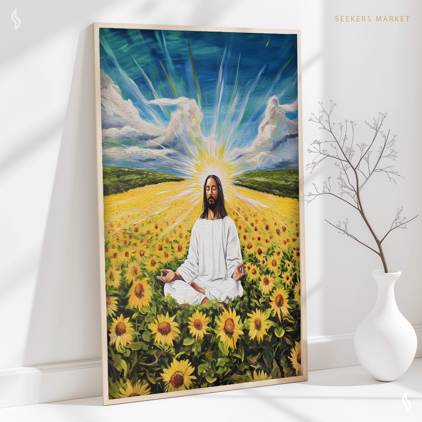 Art of Jesus Meditating Sunflower Art Painting of Jesus Prayer Art Kids ...