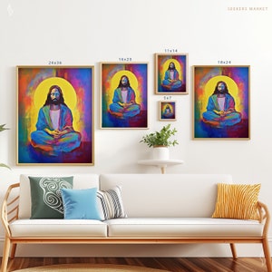 Trippy Jesus Meditating Art Print Psychedelic Jesus Pop Art Meditation ...
