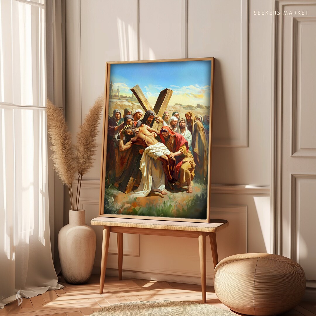 Way of the Cross 13 Art Print Jesus is Taken Down From Cross Christian ...