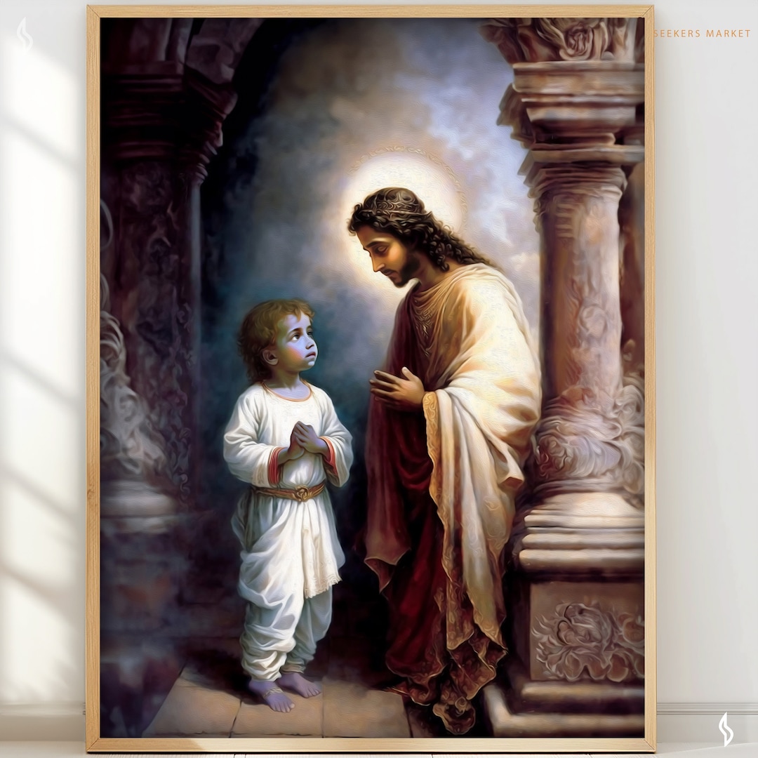 Jesus Christ Meets Lord Krishna Art Print Krishna Art Spirituality ...