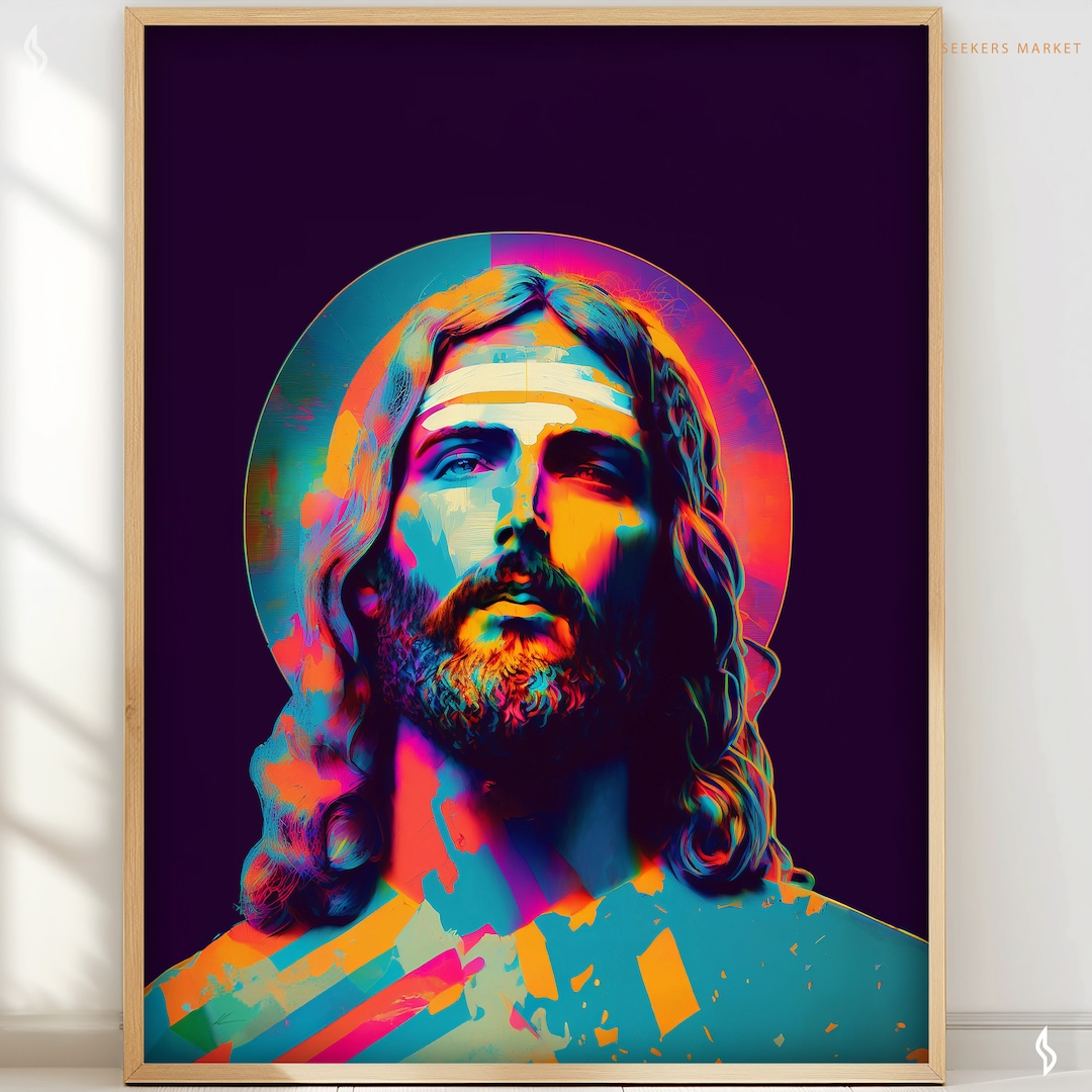 Jesus Art Portrait Printable Art Psychedelic Trippy Jesus Portrait Art ...