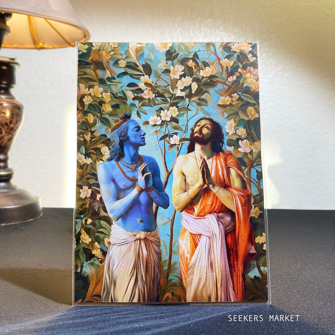 Krishna and Jesus Sacred Art Print Mystical Spirituality Poster ...