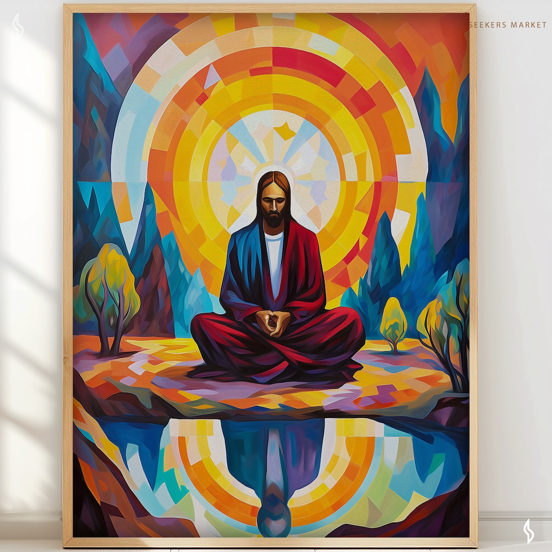 Psychedelic Jesus Art Print, Expressionist Meditation Poster - Etsy