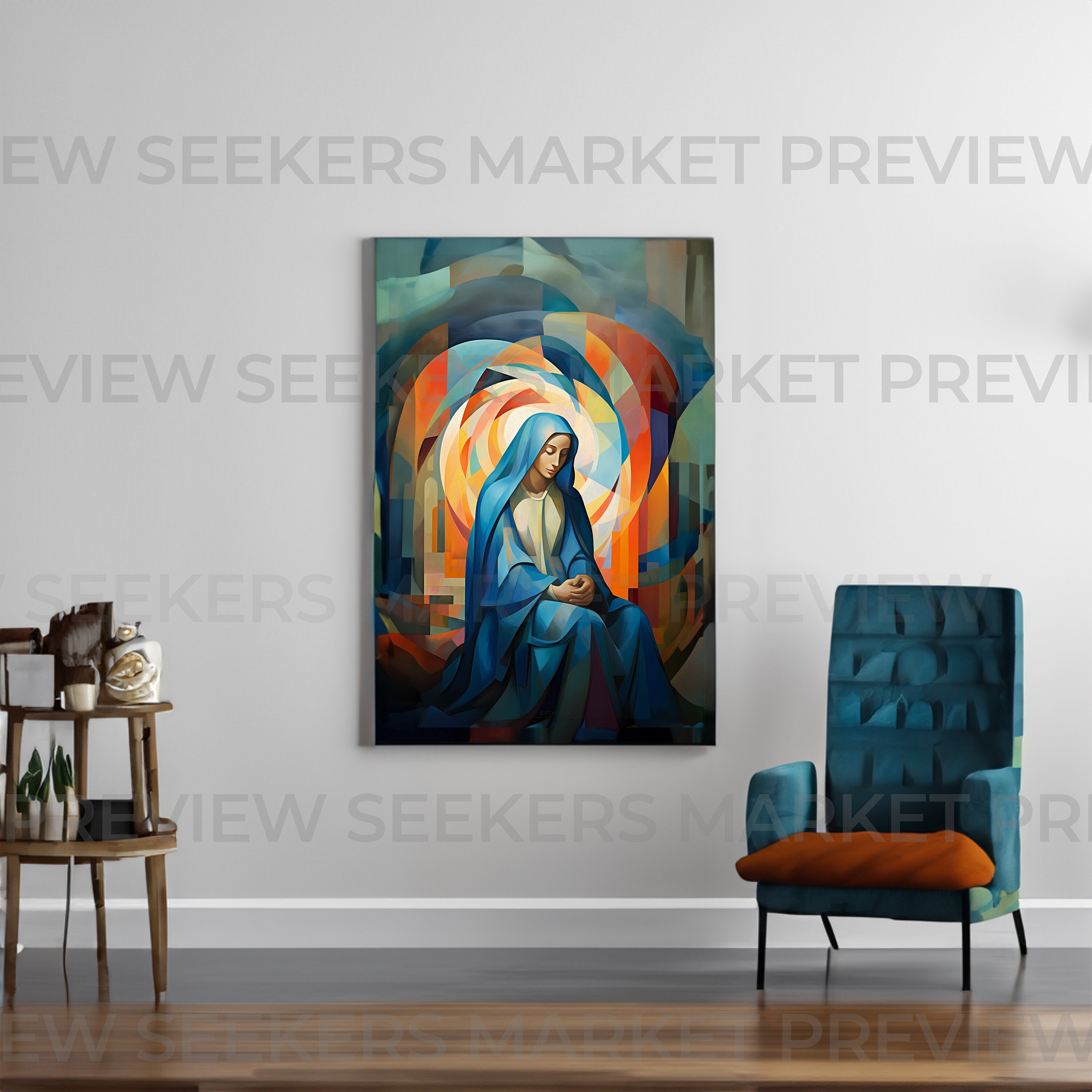 Mary Mother of Jesus Painting Poster Expressionism St. Mary Art Virgin ...