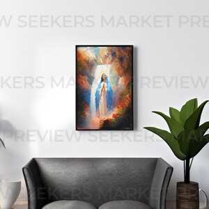 Virgin Mary Painting Poster Prayer Art of Mary Mother of Jesus Catholic ...