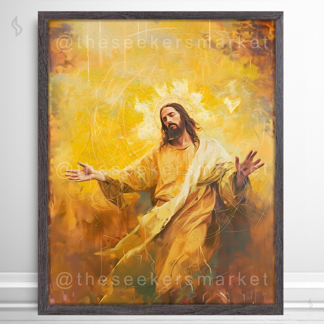 Jesus Christ Art Print Sunset Devotion Jesus Christ in Golden Hues ...