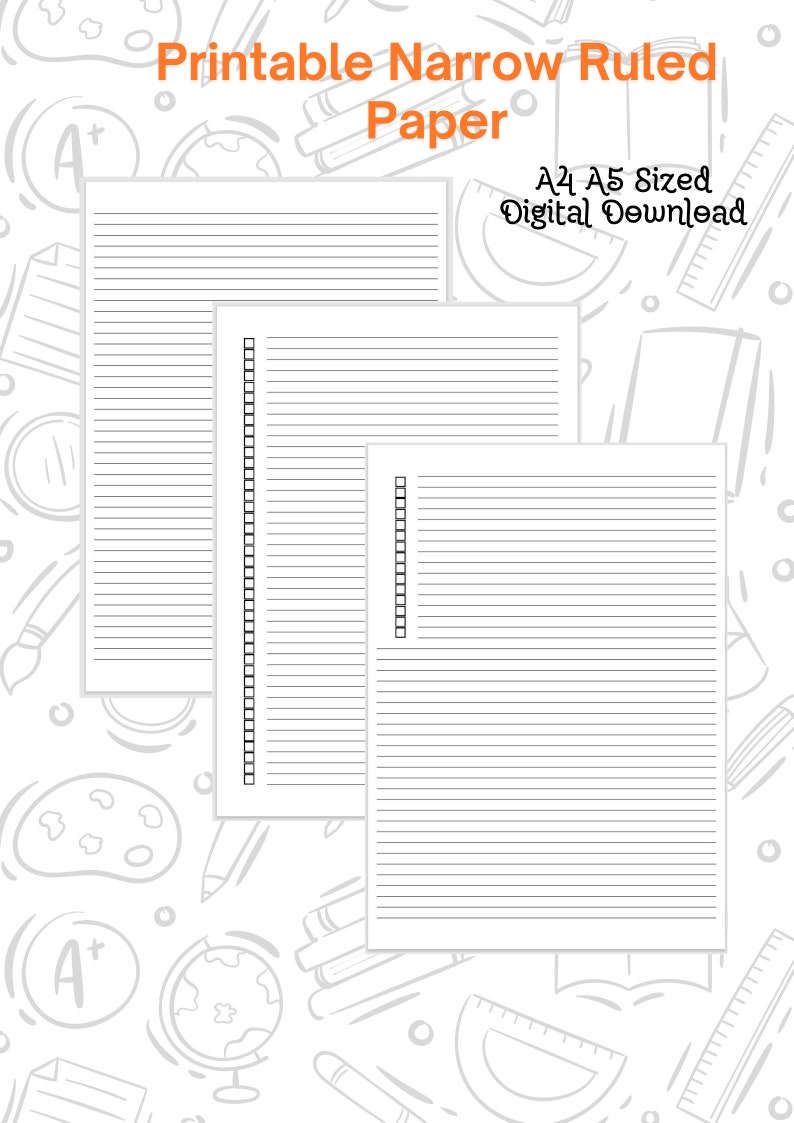 Printable Narrow Ruled Paper, Checklist A4 A5 - Etsy