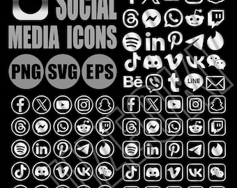 Social Media Icons Bundle Transparent Social Icons Designs PNG SVG EPS ...