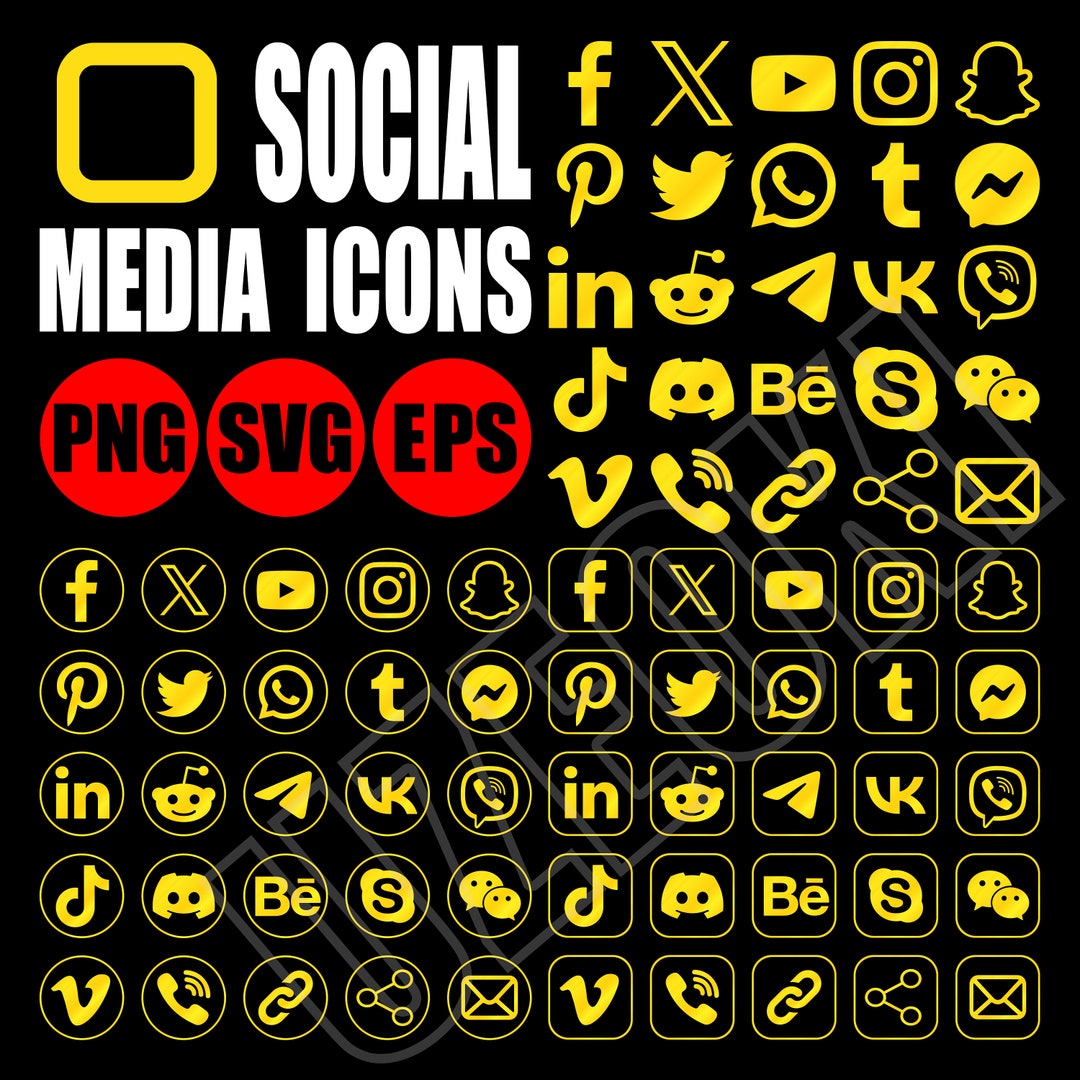Social Media Icons Bundle, Transparent Social Icons, PNG SVG EPS File ...