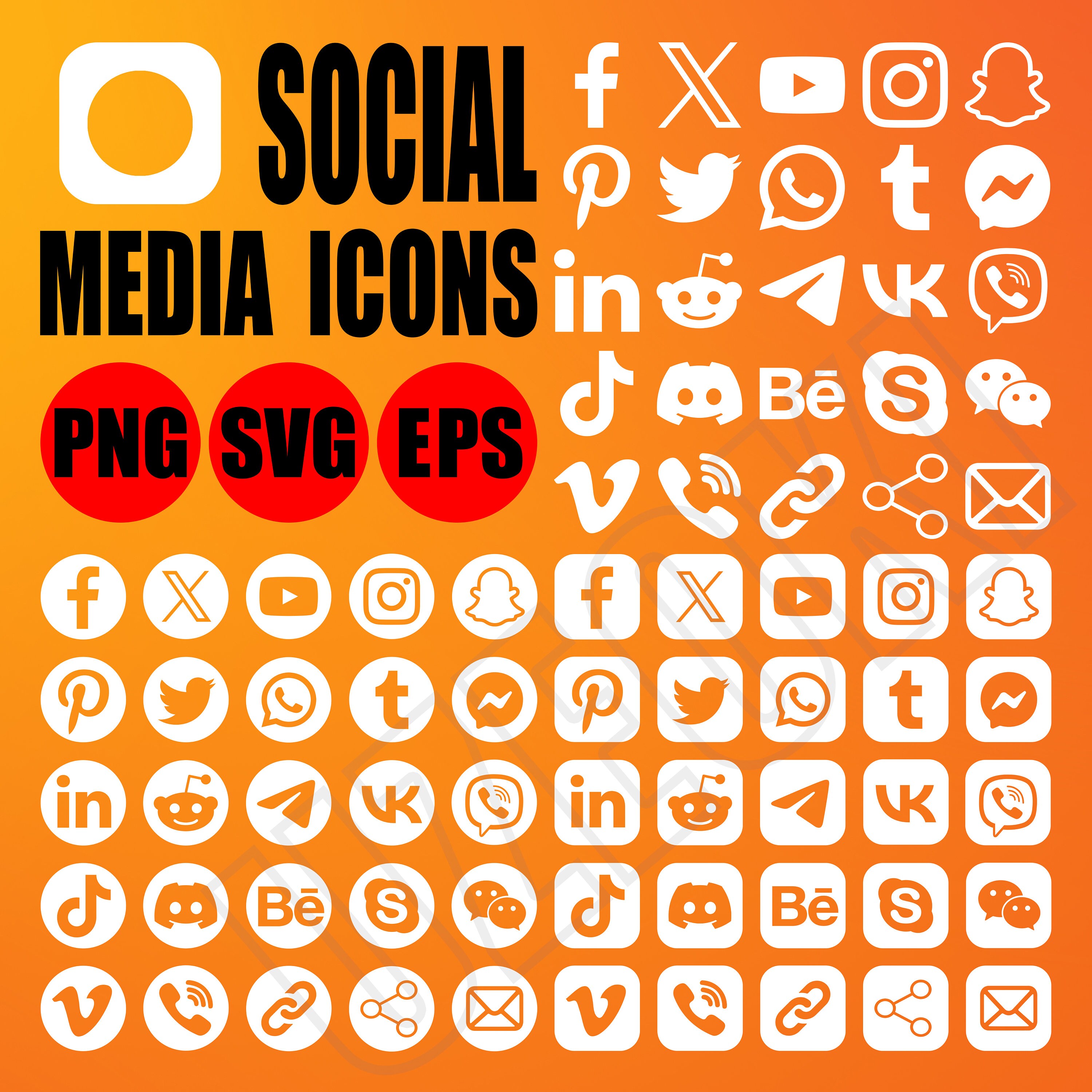 White Social Media Icons Bundle Transparent Social Icons Designs PNG ...