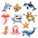 10 Cute Ocean Animals Clipart Bundle, Printable Watercolor Clipart ...