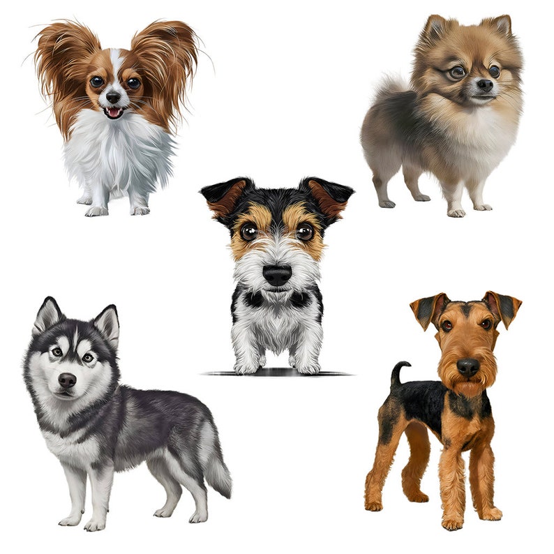 10 Big Head Dog Animals Clipart Bundle, Printable Watercolor Clipart ...