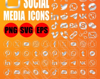 Social Media Icons Bundle Transparent Social Icons Designs PNG SVG EPS ...