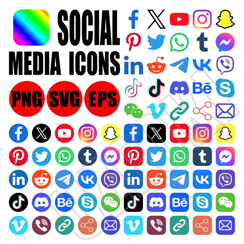 Social Media Icons Bundle Transparent Social Icons Designs PNG SVG EPS ...