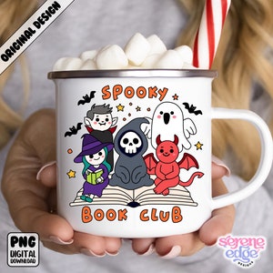 Spooky Book Club PNG | Witch Skeleton Boojee Vamp Ghost Horror Reading ...