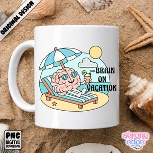 Mental Health PNG, Brain on Vacation Reading Books Mascot Art ...
