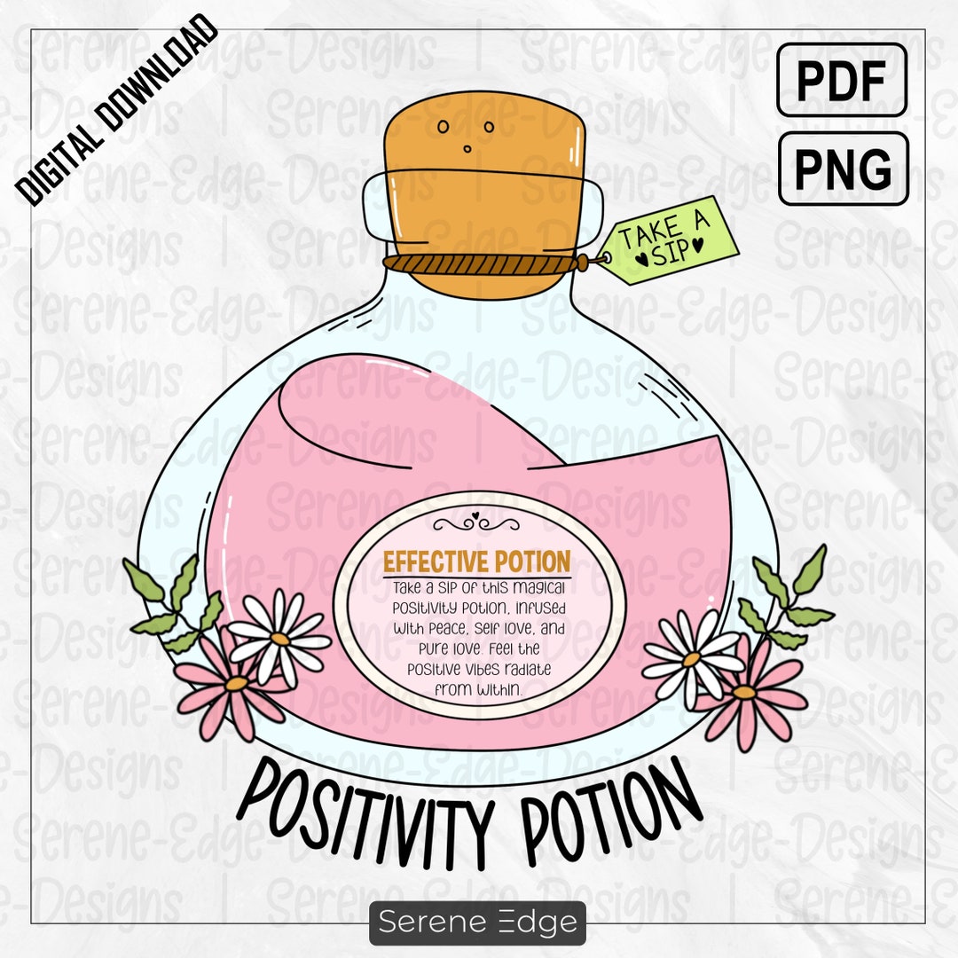 Mental Health PNG, Positivity Potion | Inspirational Motivational ...