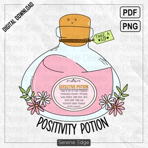 Mental Health PNG, Positivity Potion | Inspirational Motivational ...