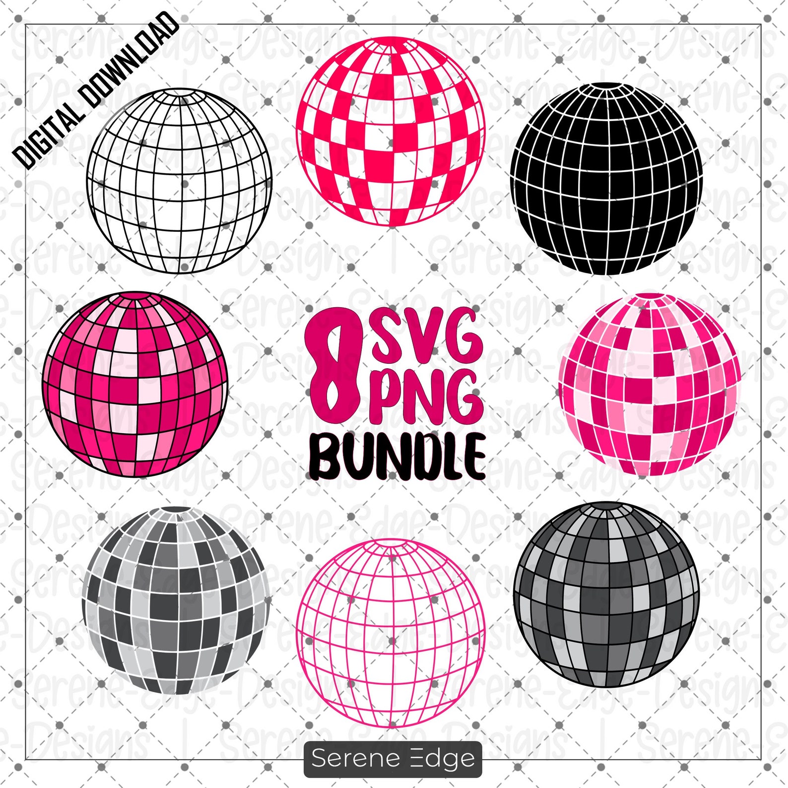 Disco Ball SVG Bundle, Disco Ball Clipart PNG Bundle, Mirror Ball Black ...