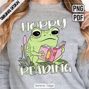 Book PNG, Hoppy Reading | Frog Books Lover, Bookish Self Love Mental ...
