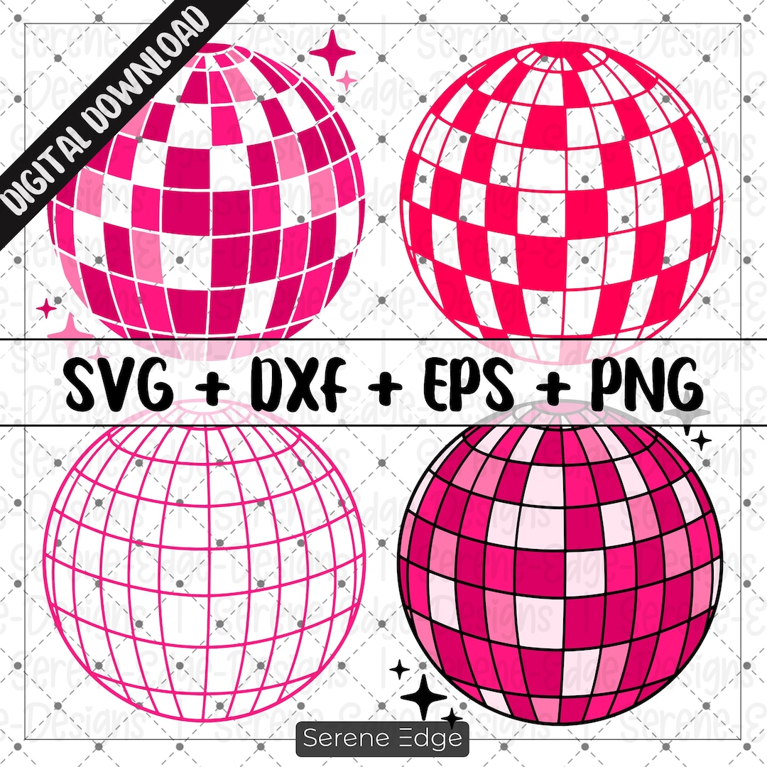 Discokugel SVG Bundle, Discokugel PNG Bundle, Rosa Spiegelkugel Clipart ...